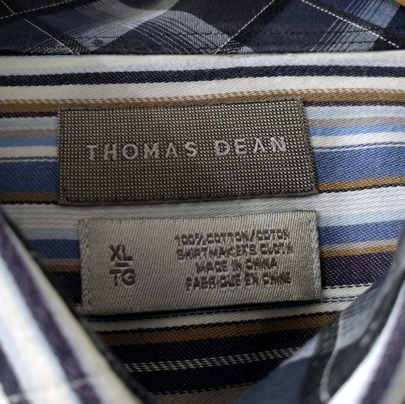 Thomas Dean | Shirts | Thomas Dean Flip Cuffcollar Shirt Sz Xl | Poshmark
